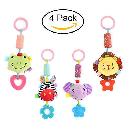 DOMIRE Baby Rattle Hanging Toys, 4 Packs Washable