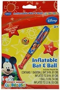 Amazon.com: Disney Mickey Mouse Inflatable 24" Toy Bat & Ball w/Repair ...