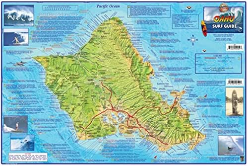 Oahu Hawaii Surf Guide Surfing Map Franko Maps Laminated Poster in Oman ...