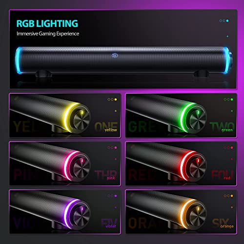Computer Speakers,Inphic RGB Sound Bar Speakers,Hi-Fi Stereo with ...