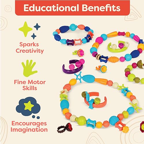 B. toys – Pop Arty! 275 Pcs- Jewlery Making Kit- Creative Pop Snap Bead ...