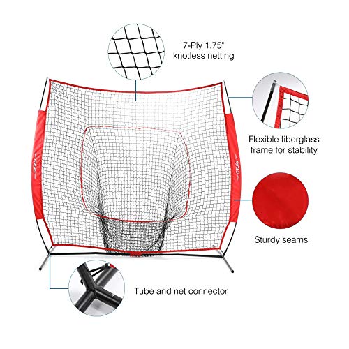 7Ã 7 Baseball Net with Tee Kit, Portable Baseball Net for Hitting and ...