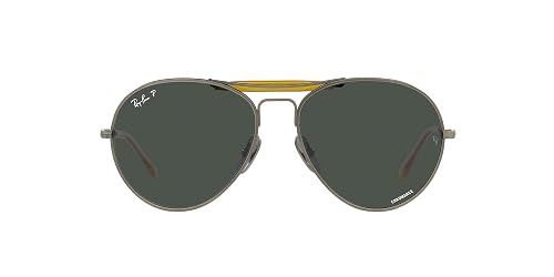 Ray-Ban RB8063 Titanium Aviator Sunglasses, Demi Gloss Pewter/Dark Grey ...
