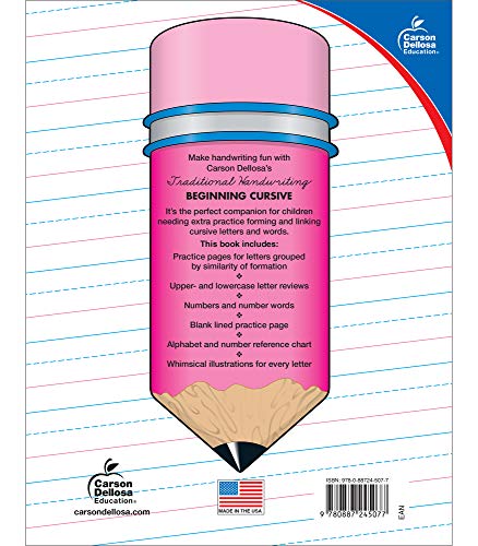 Carson Dellosa Beginning Cursive Handwriting Workbook for Kids Ages 7 ...