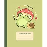 Composition Book: Cute Frog With Mushroom Hat | College Ruled Wide ...