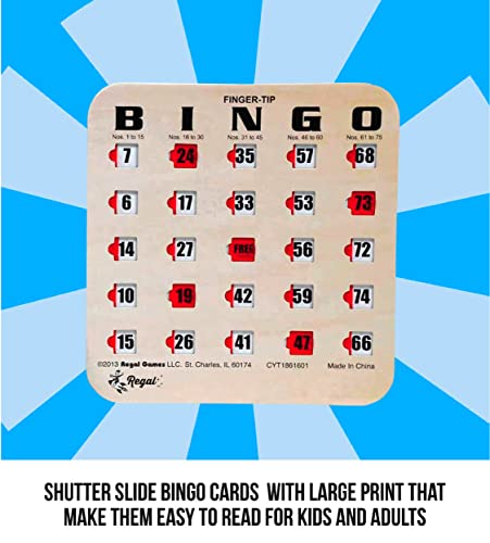 Regal Games - Finger-Tip Shutter Slide Bingo Cards - 25 Pack ...