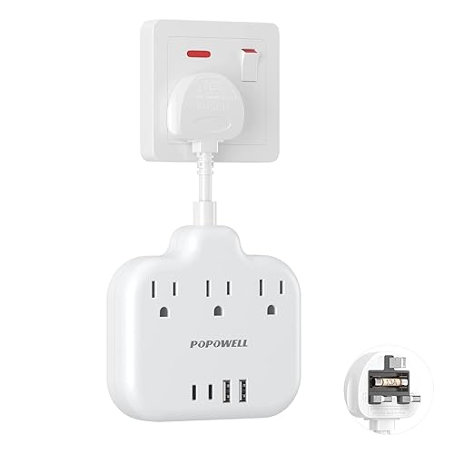 UK Travel Plug Adapter with USB C, UK Power Strip with 4 USB(2 Type-C ...