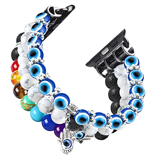 Evil Eye Band Compatible With Apple Watch 8 7 6 5 4 3 2 1 SE Chakra ...