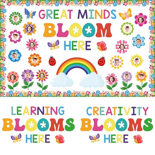 Kosiz Spring Flower Bulletin Board Decorations Set Great Minds Bloom ...