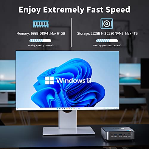 Mini PC Windows 11 Pro, ASBS Intel i5-1135G7 Mini Desktop Computer Up ...