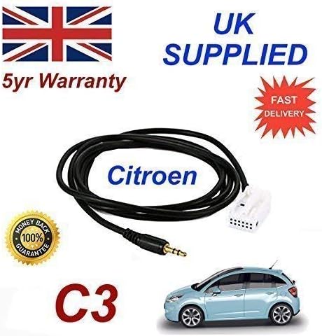 Citroen C3 3.5mm Aux input adapter cable Model Year 2005-2009: Amazon ...