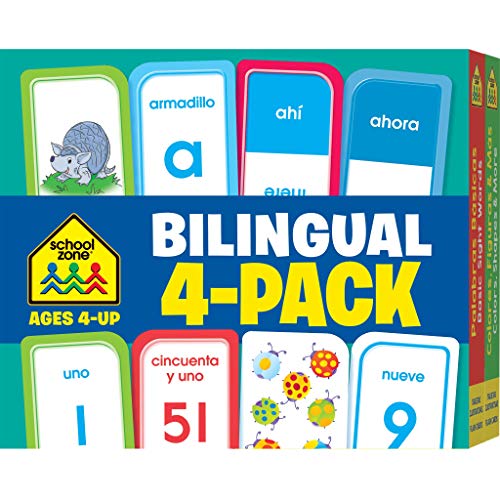 School Zone - Bilingual Spanish/English 4-Pack Flash Cards - Ages 4 ...