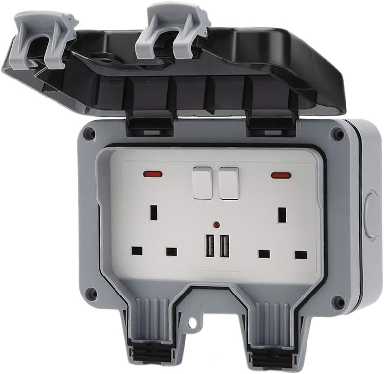 Renoble Outdoor Socket Wall Switched UK Plug IP66 Waterproof 13A Outlet ...