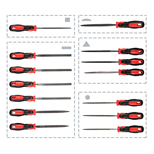 SharCreatives 19Pcs File Set, Flat/Triangle/Half-round/Round Large File ...