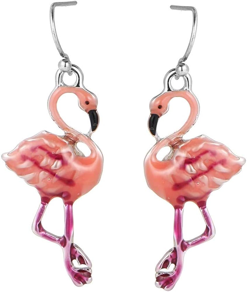 Amazon.com: Liavy's Pink Flamingo Fashionable Earrings - Enamel - Fish ...