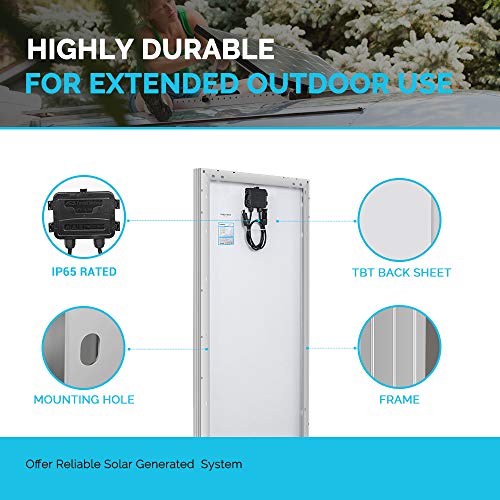 Renogy 100 Watt 12 Volt Monocrystalline Solar Panel (New Edition), 100W ...