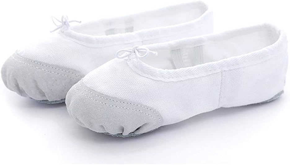 Chaussures de Ballet de Toile Blanche Chausson de Danse lyrique Semelle ...