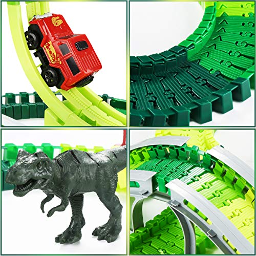 Dinosaur Race Track Car Toys - TFS 184 PCS Jurassic World 360° Loop ...