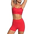 Amazon.com: QBGJTD Two Piece Workout Sets For Women Tank Top Matching High Waist Booty Lifting ...