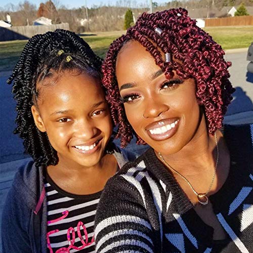TOYOTRESS Bob Spring Twist 6 inch (160 strands) Burgundy, Fluffy Twist ...