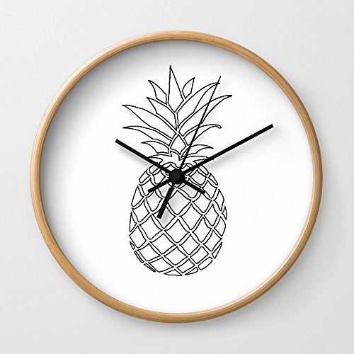 Pineapple Wall Clock With Natural Wood Frame