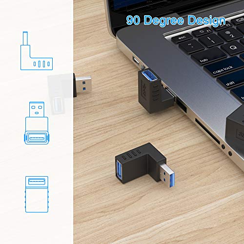 ELUTENG 90 Degree USB Adapter 6 Pack Right Angle Extension Adapter USB ...
