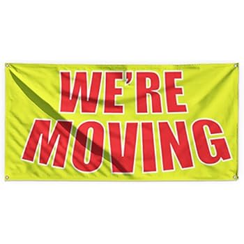Amazon.com : We Are Moving Custom Our New Location Red Banner Sign 2 Ft ...