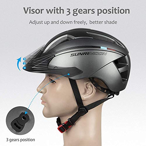 SUNRIMOON Cycling Helmet with Magnetic Goggles & Detachable Visor and ...