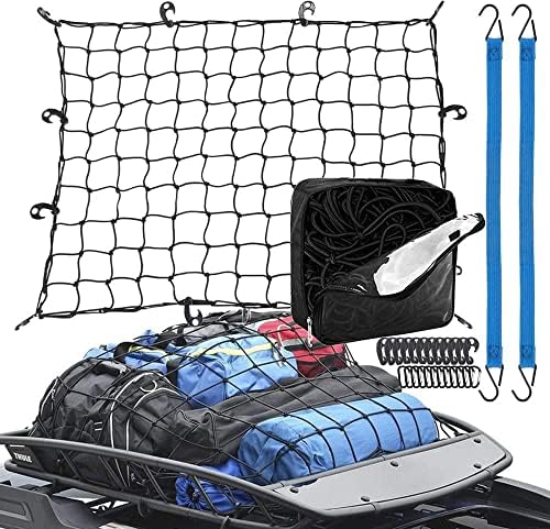 Cargo Bungee Net 3 x 4Ft Max Stretches to 6 x 8Ft - 24 pcs Universal ...