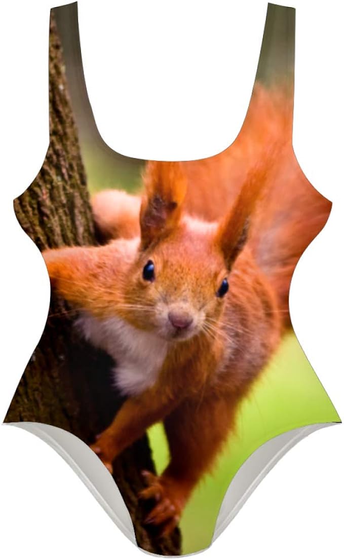 TIZORAX Red Eurasian Squirrel Women's One Piece Swimsuit Swimwear ...
