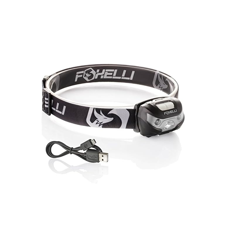 Foxelli USB Rechargeable Headlamp Flashlight - Up to 30 Hours of ...