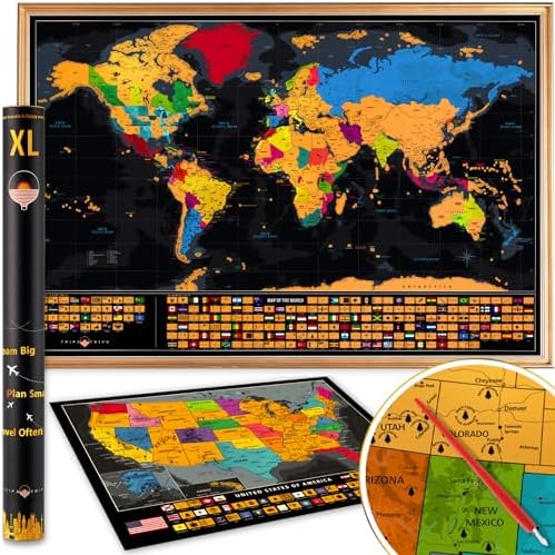 XL Scratch off World Map – 36 x 24 Scratch off Map of the World with ...