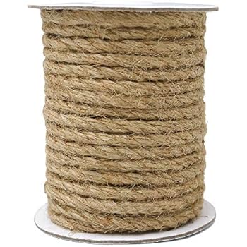Thick Twine, 60 Feet Jute Rope Braided Jute Macrame Cord, 6 mm Natural ...