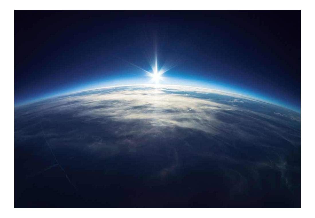 Planet Earth with a Single Light Beam on The Horizon Wall Mural - Wall ...