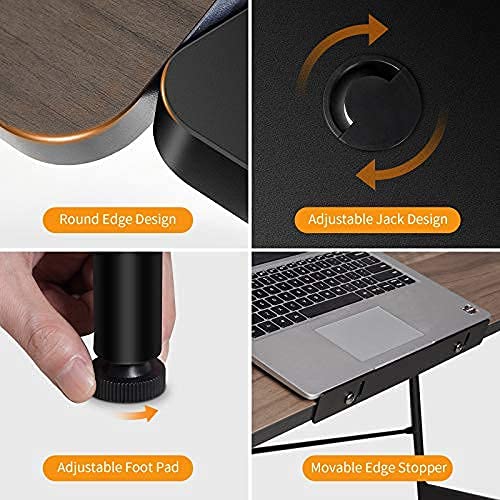 Arts Wish White And Gold Desk Office Desk Writing Desk With Outlets ...