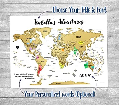 Amazon.com: Scratch-off Personalized Map - A World of Adventures ...