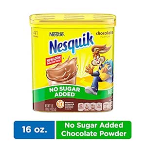 Amazon.com: NESQUIK No Sugar Added Chocolate Cocoa Powder, 16 Oz. Tub ...