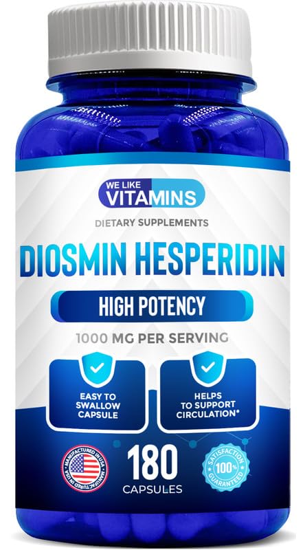 We Like Vitamins Diosmin Hesperidin 1000mg – 180 Capsules – 90 Day Supply - Diosmin and ...