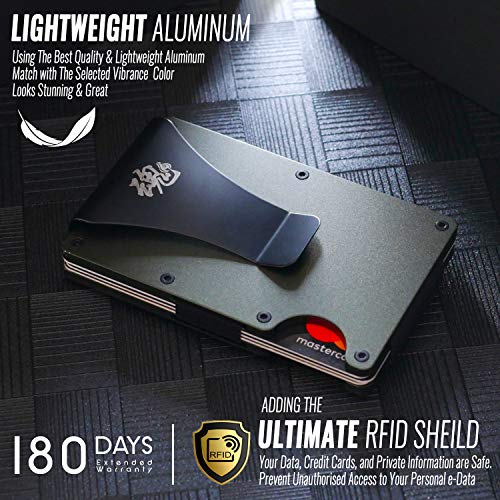 Rigid Wallet for Men Minimalist Slim RFID Army Green Aluminium | Pricepulse