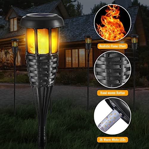 Solar Lights Outdoor Garden 2 Pack Solar Torches Lights with Flickering ...