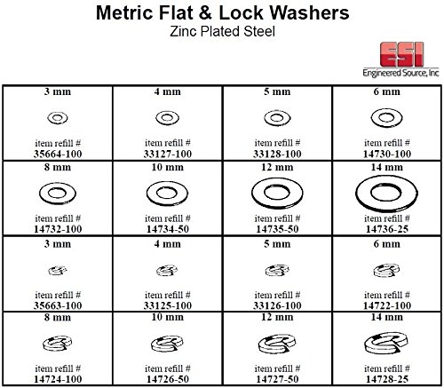 Metric Flat & Lock Washer Hardware Kit - Metal Box Assortment, Steel ...