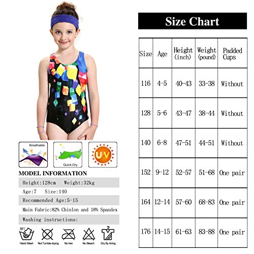 LANDUBI Little Girls' One Piece Swimsuit Solid Children Swimwear Girl ...