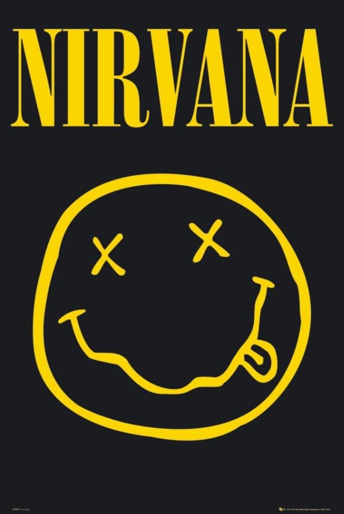 Amazon.com: NIRVANA - Smiley Poster 24 x 36in: Grunge Clothing: Posters ...