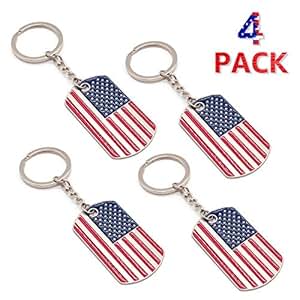 Amazon.com: Official American Flag Keychains - Metal Key Rings Smooth ...