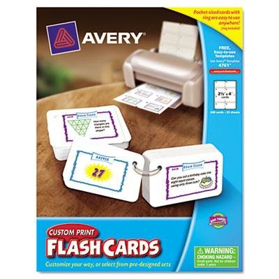 Buy Brand New Avery Printable Flash Cards Hole Punched 2 1/2 X 4 White ...
