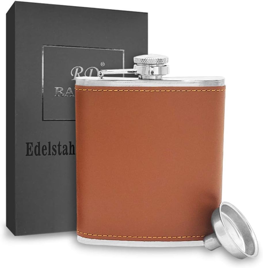 Amazon.de: 304 Edelstahl Leder Flachmann mit Trichter Set für Outdoor ...