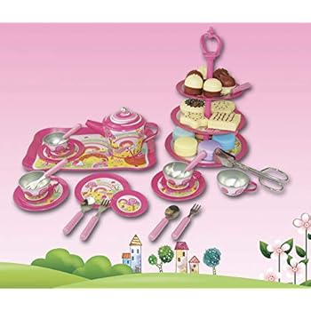 Amazon.com: Liberty Imports Deluxe Pink Tea Set for Kids with Tea Pots ...