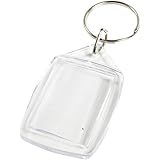 100 Blank Acrylic Clear Plastic Keyrings With Split Ring 24mm x 35mm ...