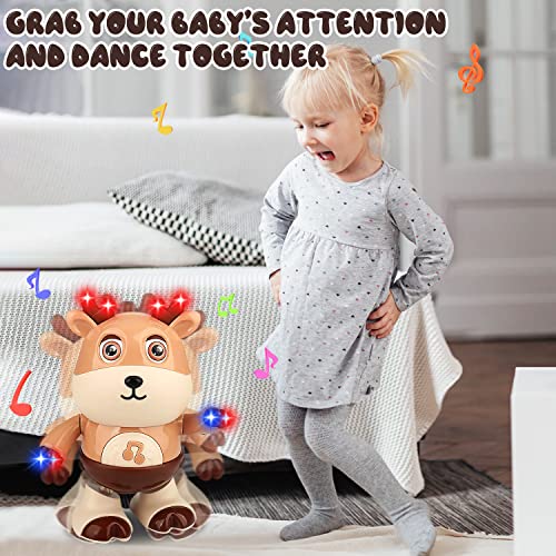 AGSIXZLAN Musical Cow Baby Toy,Walking Dancing Cow Infant Tummy Time ...