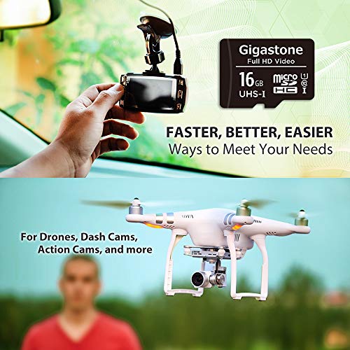 Gigastone 16GB 2-Pack Micro SD Card, FHD Video, Surveillance Security Cam Action Camera Drone ...